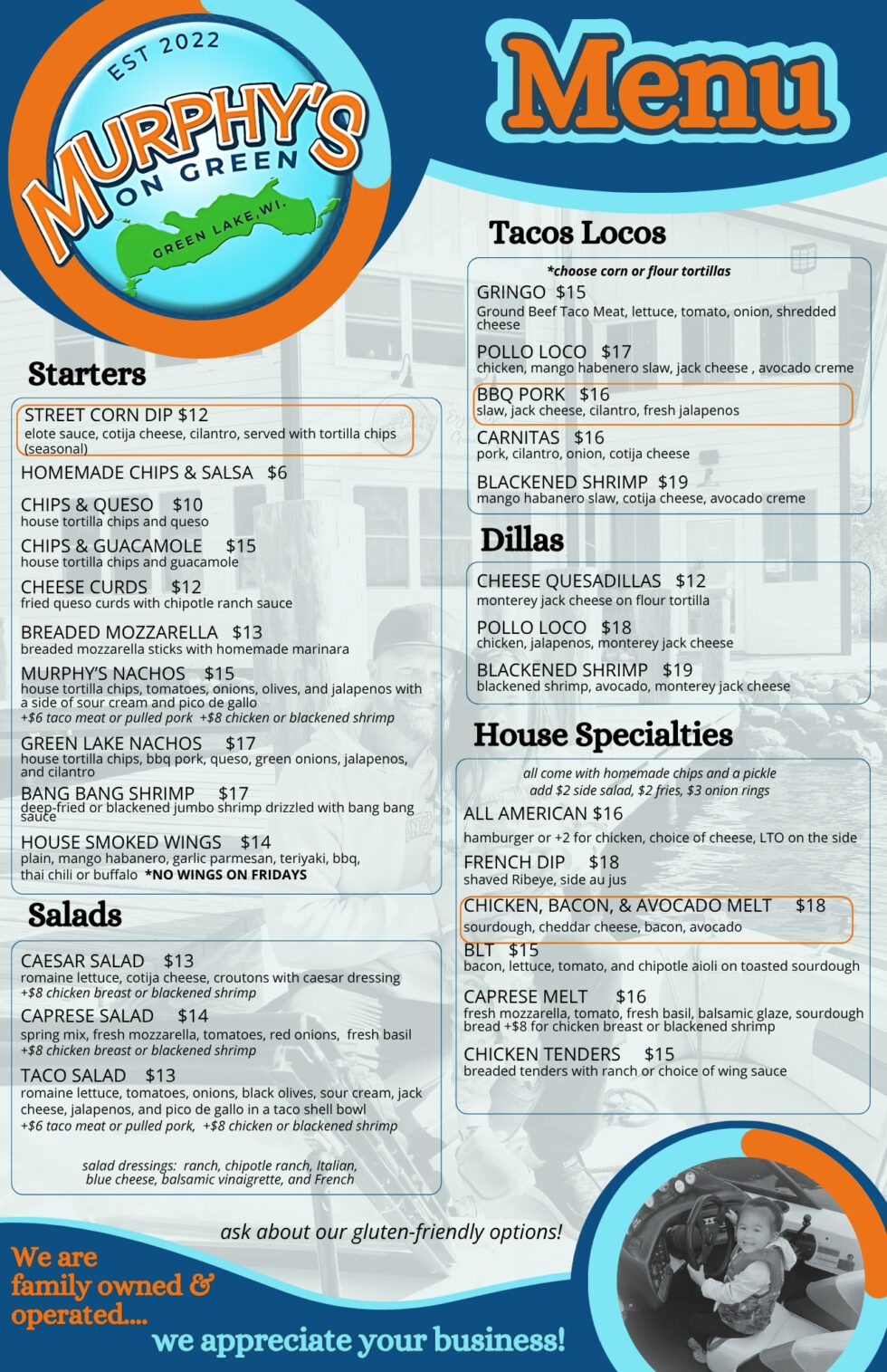 menu | Murphy's on Green